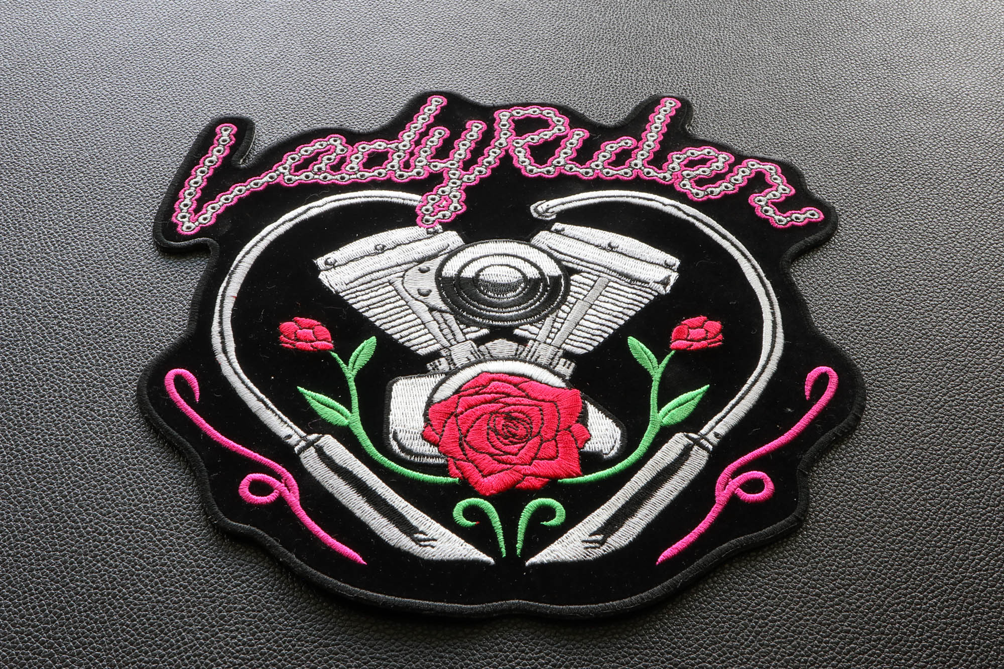 Lady Rider Rose Motorcycle Engine Patch, Large Biker Back Patches for ...
