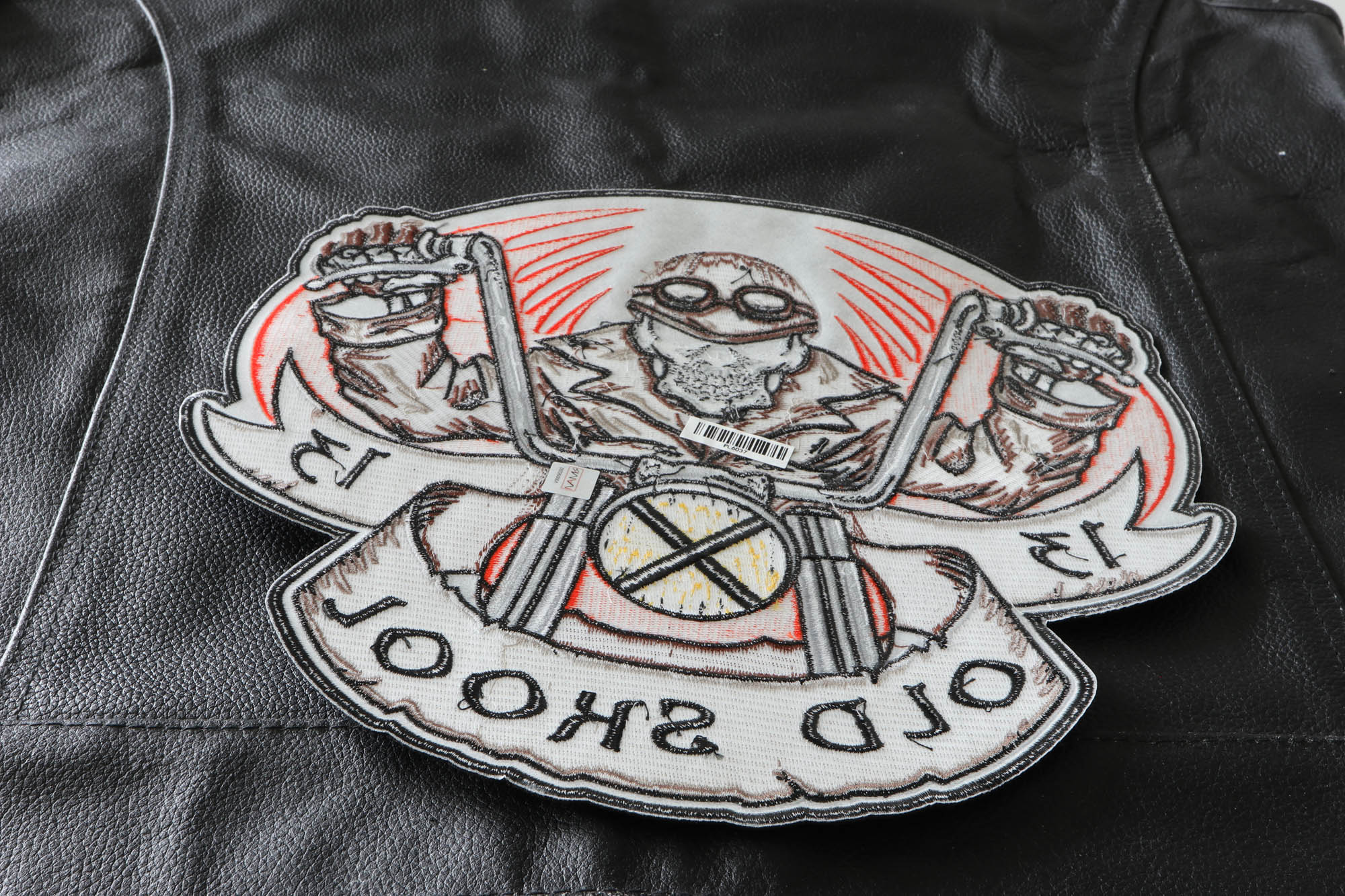 Old Skool Motorcycle Skull Embroidered Iron on Biker Patch - TheCheapPlace