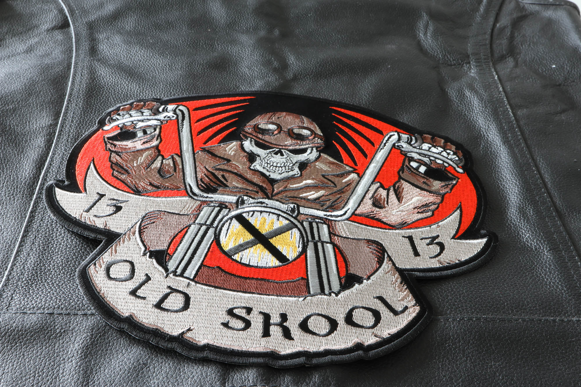 Old Skool Chopper 13 Skull Patch, Large Skull Patches for Biker Jackets ...