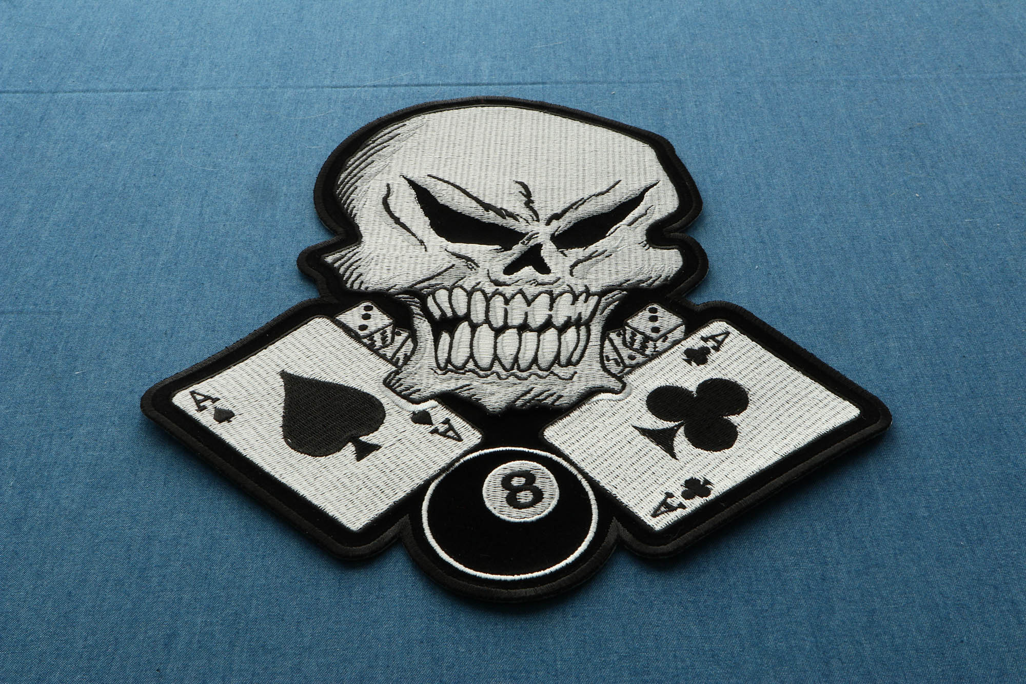 Ace of Spades, 8 Ball and Dice Skull Patch, Large Skull Patches for ...
