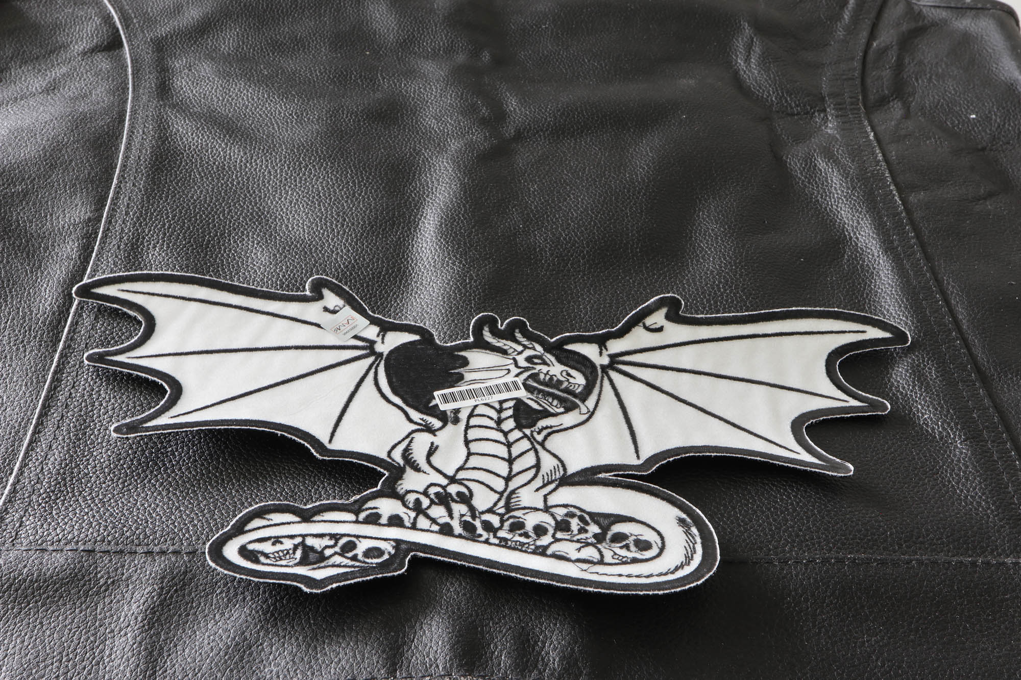 Dragon Skulls Reflective Large Embroidered Iron on Patch - TheCheapPlace