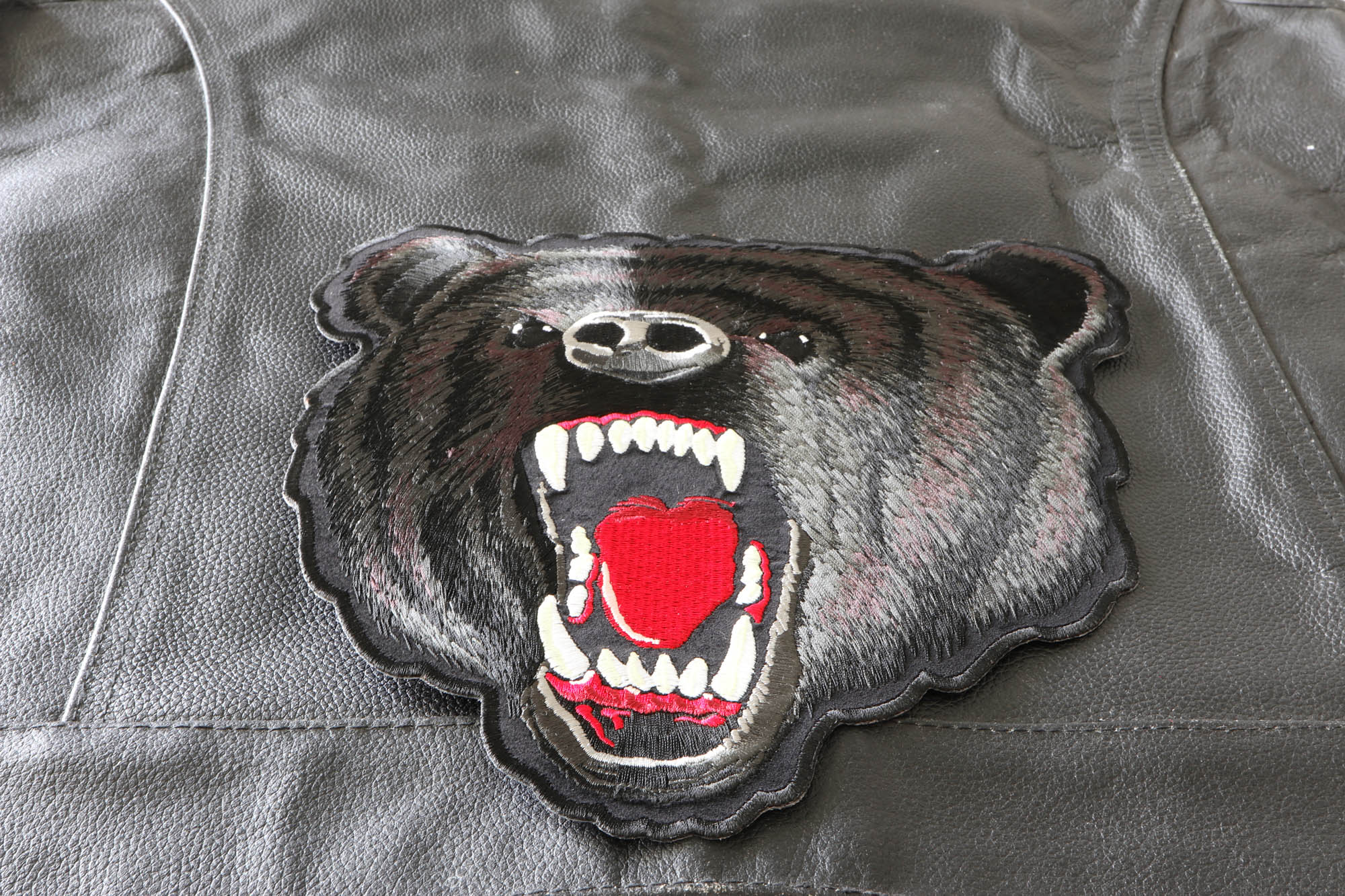 Black Bear Patch, Large Animal Patches for Jackets by Ivamis Patches