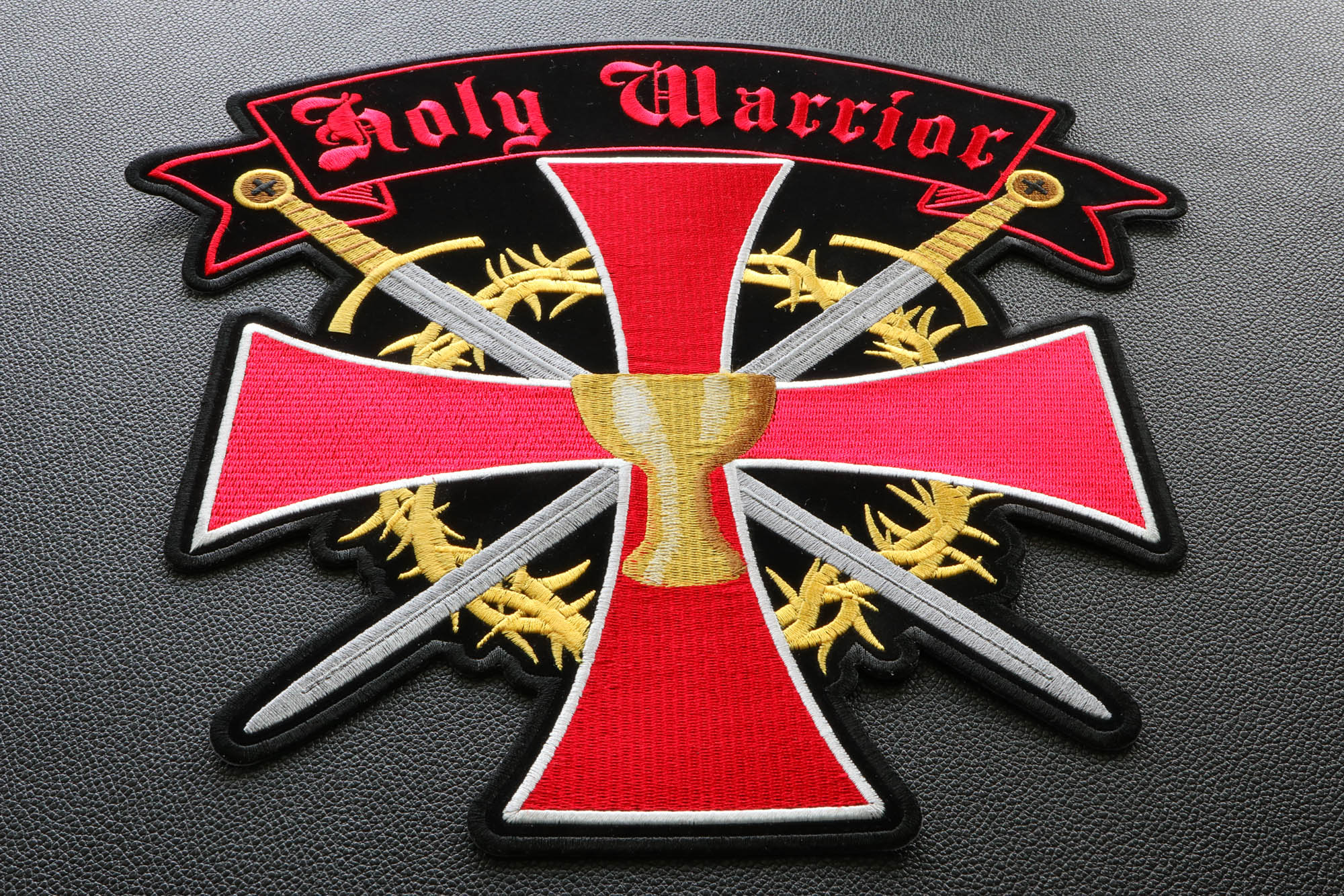Holy Warrior Christian Cross Swords and Holy Grail Patch, Large ...