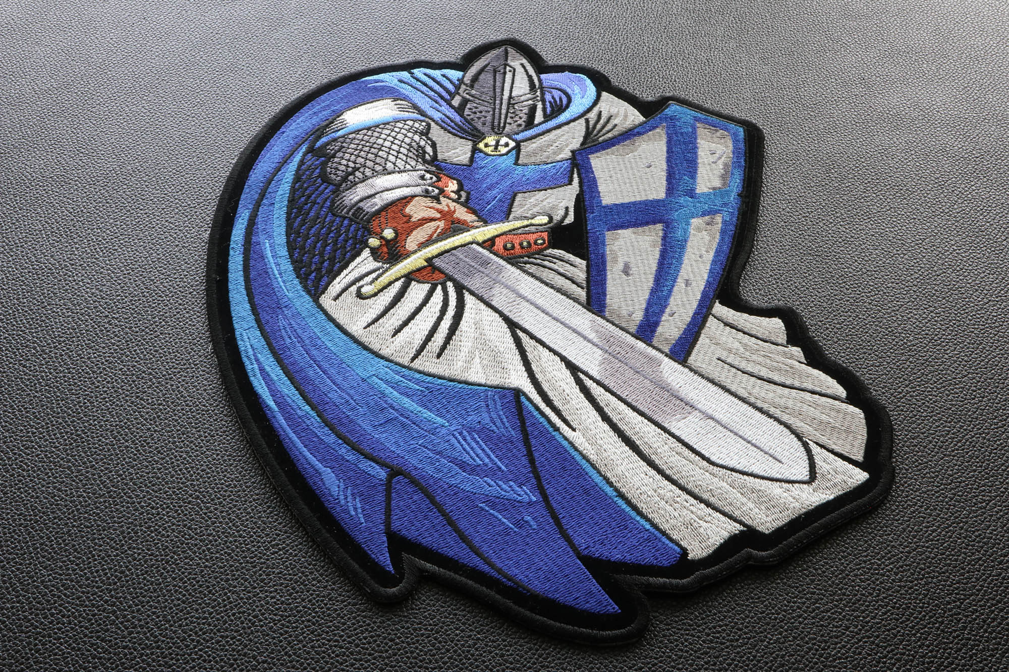 Blue Caped Knight with Sword Patch, Large Christian Back Patches by ...