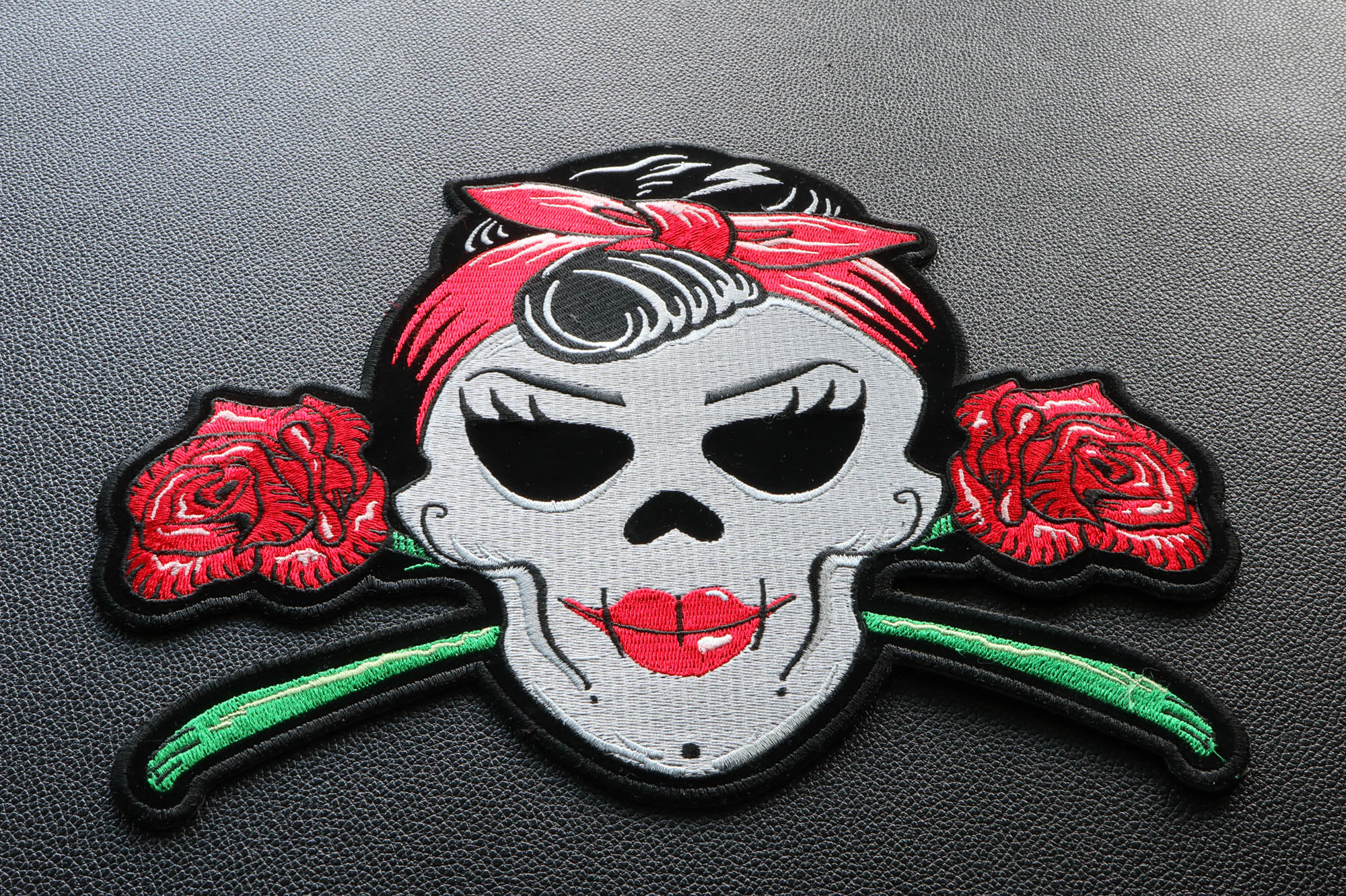 Girly Skull and Roses Patch, Large Skull Patches by Ivamis Patches