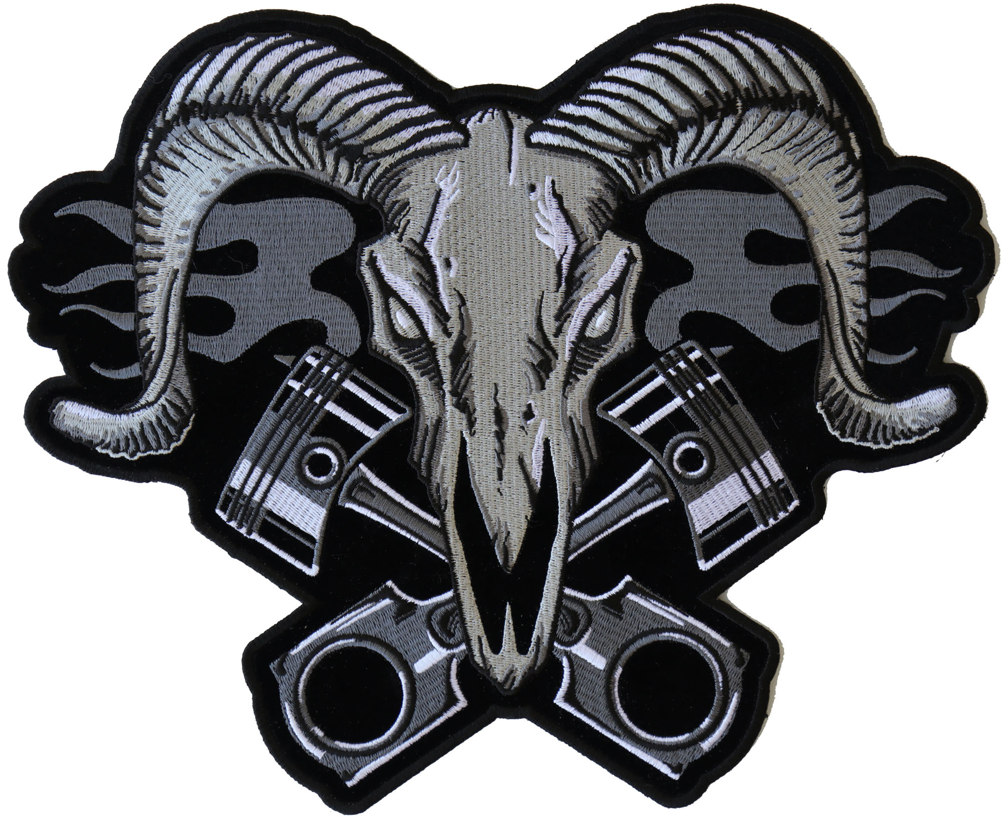 Ram Skull and Pistons Patch, Large Animal Patches for Jackets by Ivamis ...
