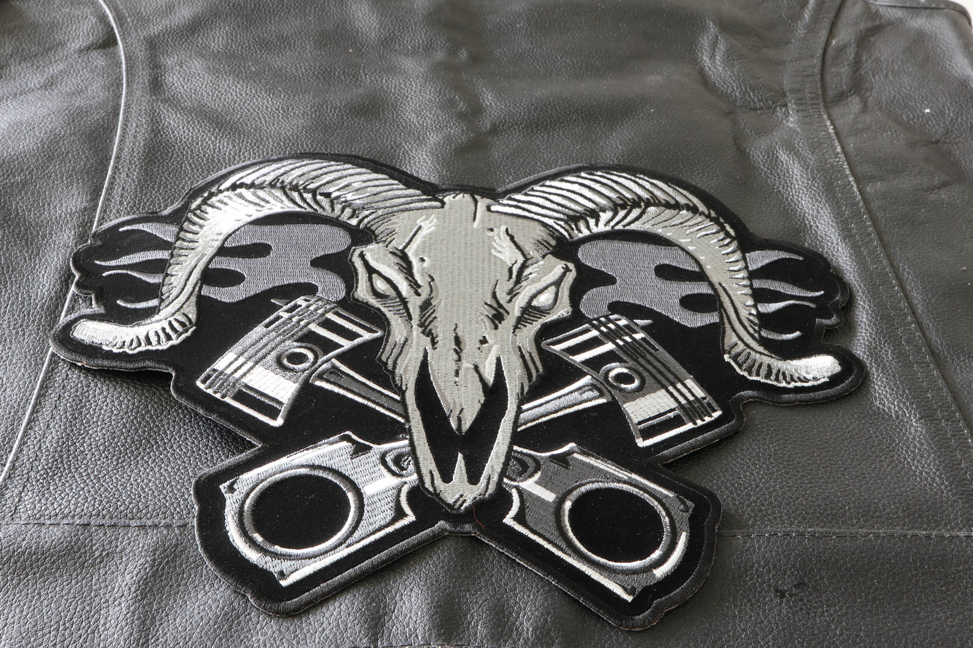 Ram Skull and Pistons Patch, Large Animal Patches for Jackets by Ivamis ...