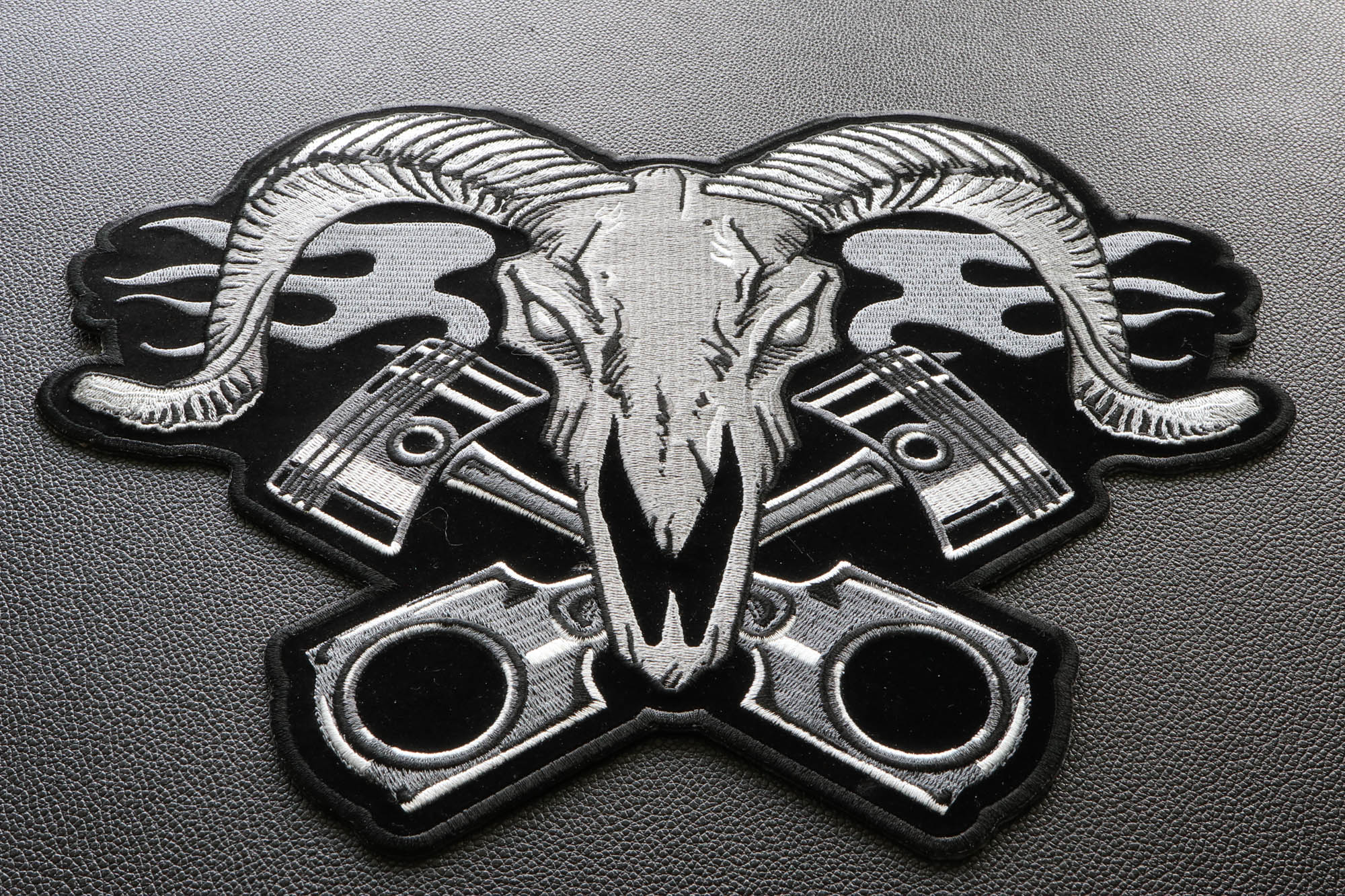 Ram Skull and Pistons Patch, Large Animal Patches for Jackets by Ivamis ...