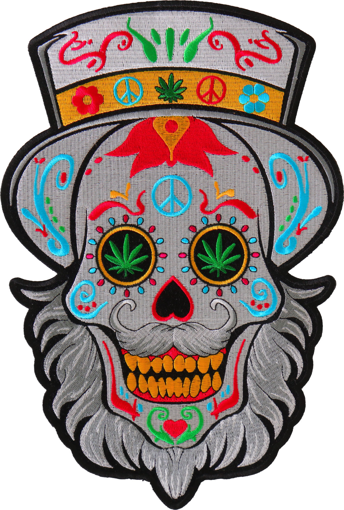 Bearded Sugar Skull Patch, Large Skull Patches by Ivamis Patches