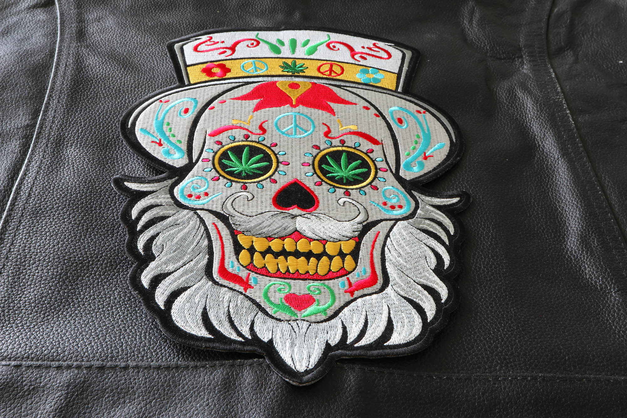 Bearded Sugar Skull Patch, Large Skull Patches by Ivamis Patches