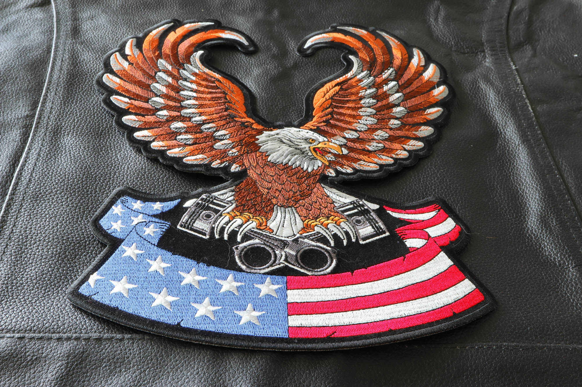 American Flag Eagle on Pistons Patch, Large Eagle Patches for Jackets ...
