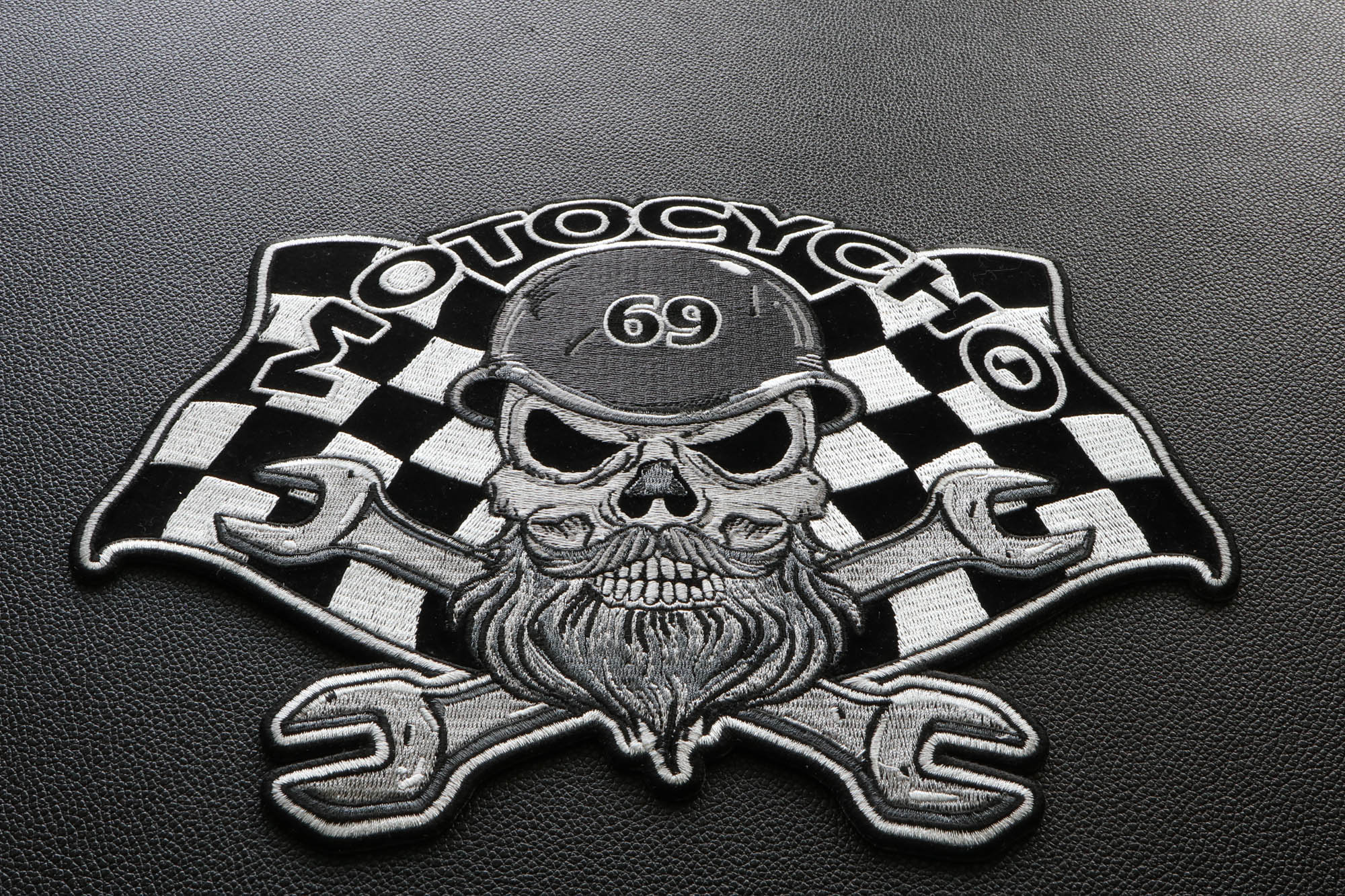 Motocycho Bearded Skull Patch, Large Skull Patches for Biker Jackets by ...
