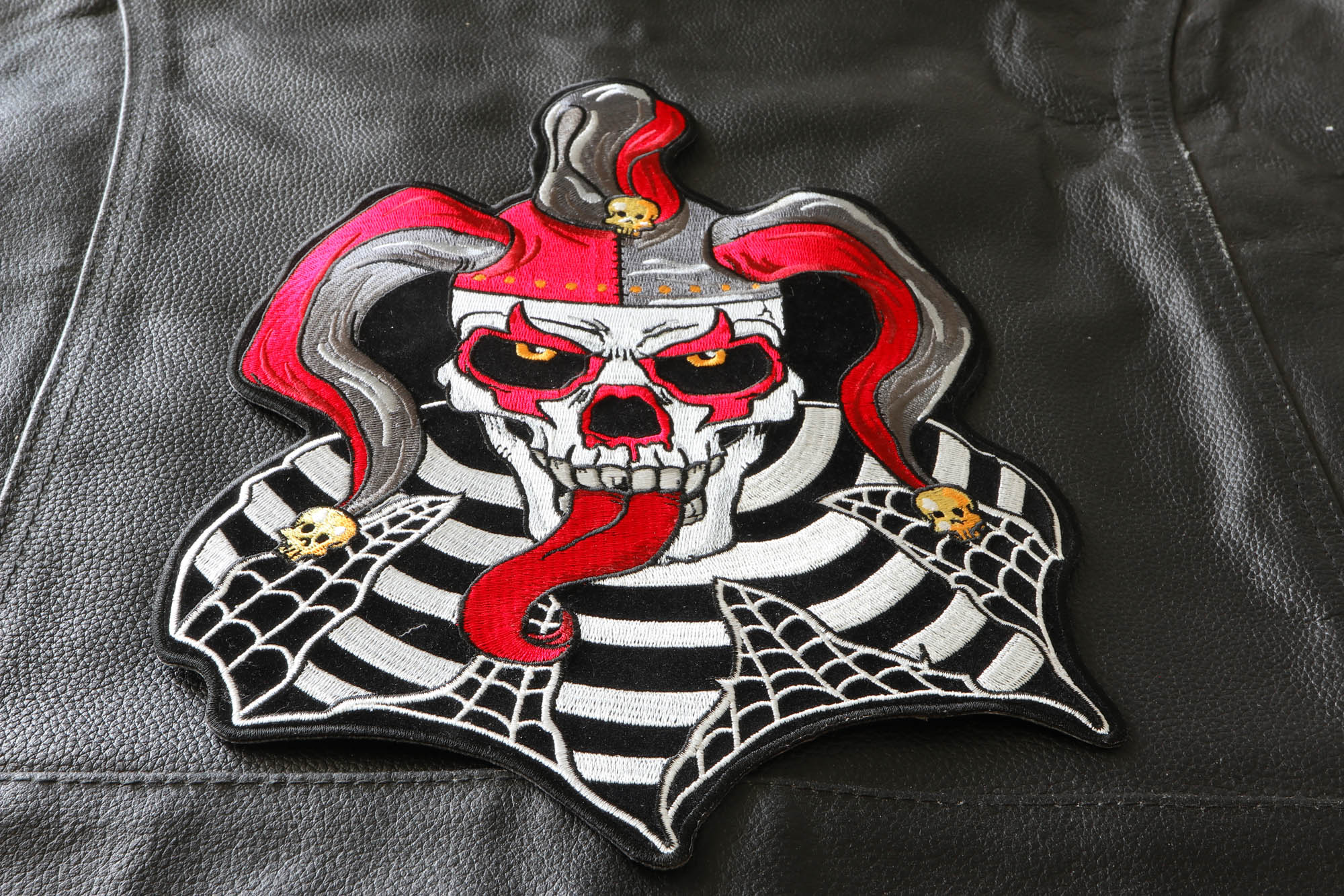 Jester Skull Patch, Large Skull Patches for Biker Jackets by Ivamis Patches