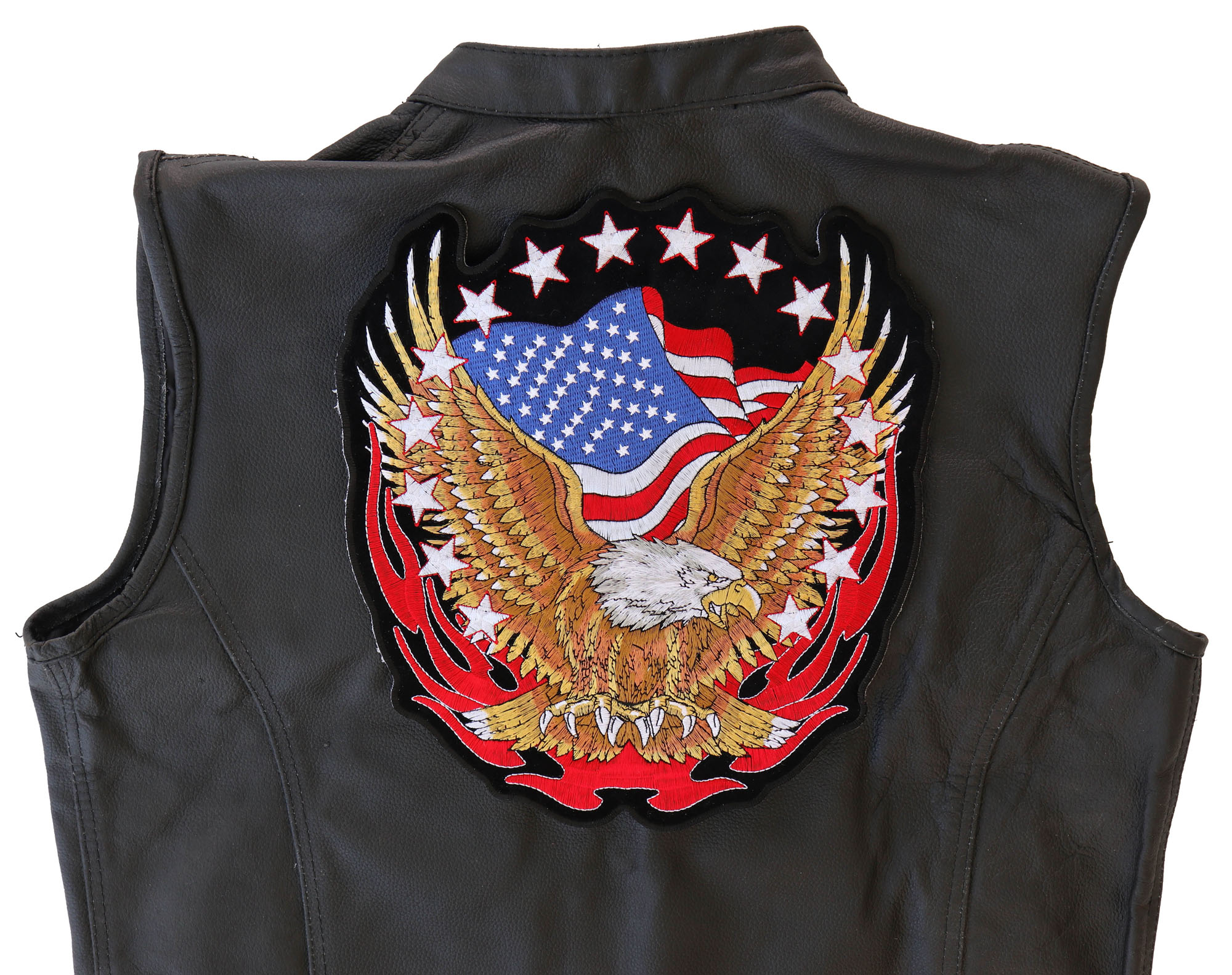 Eagle American Flag And Stars Patch Large