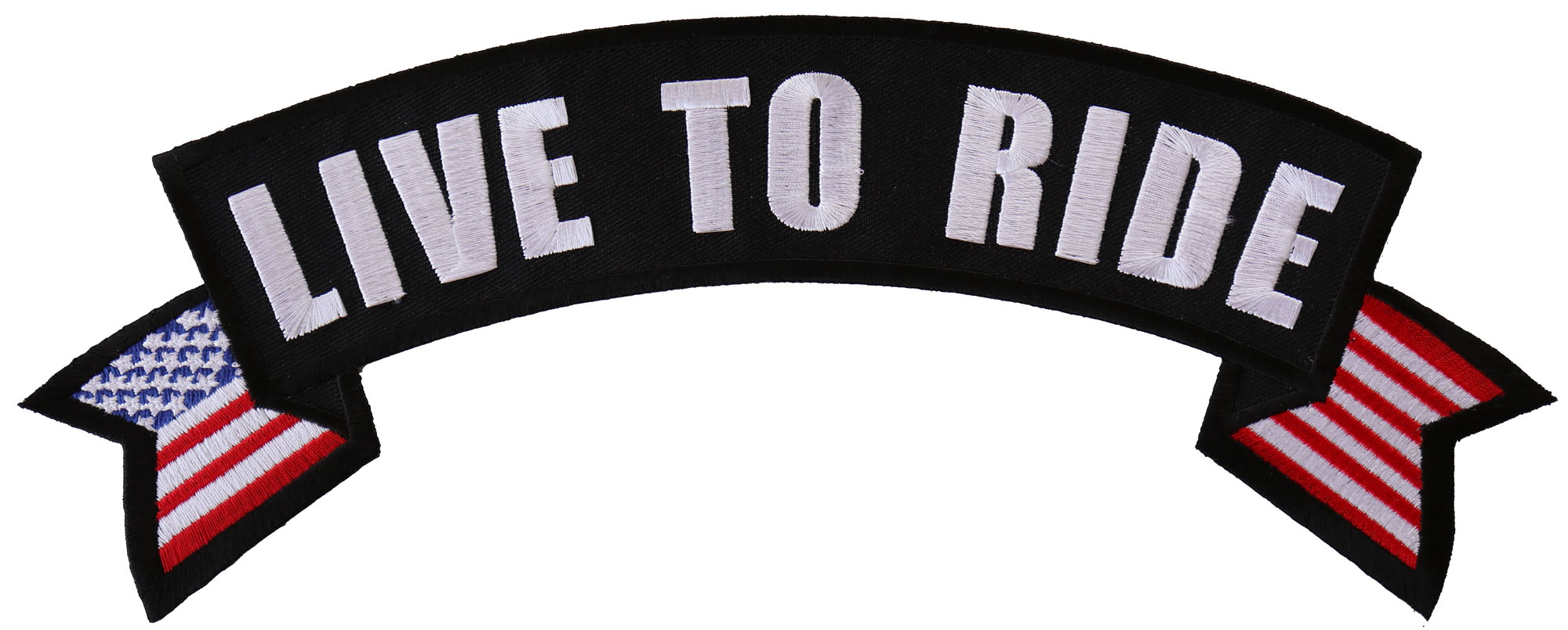 Live To Ride Flag Rocker Patch With American Flag | Embroidered Patches ...