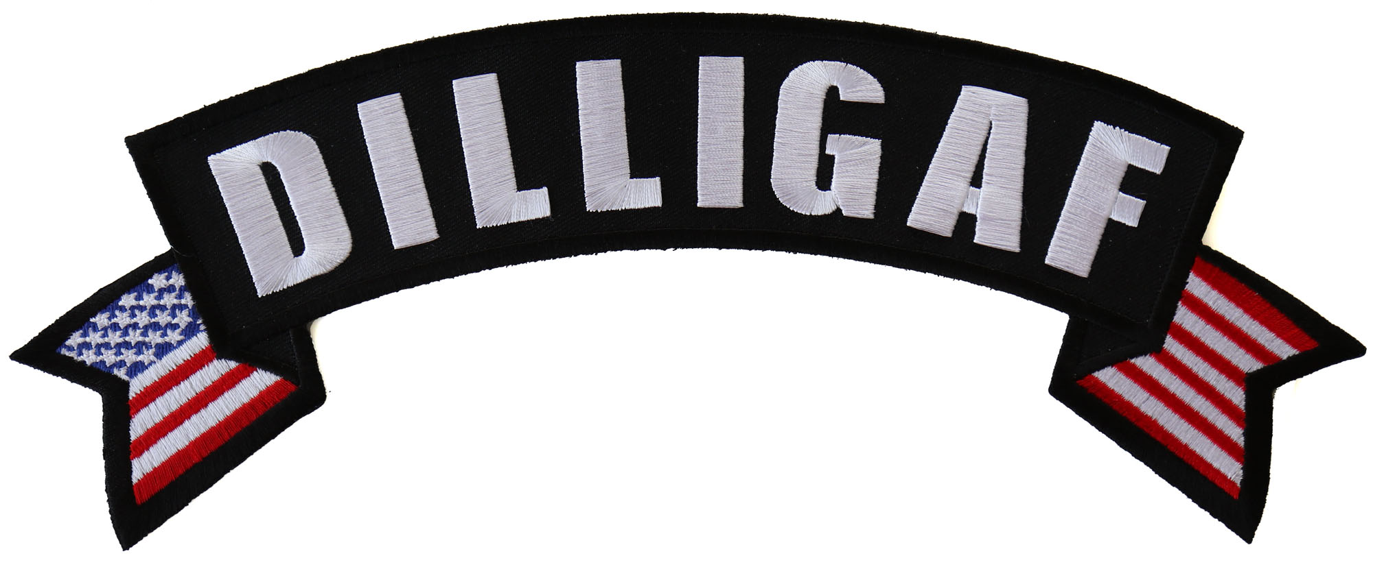 Large Dilligaf Upper Back Patch With Embroidered US Flags by Ivamis Patches