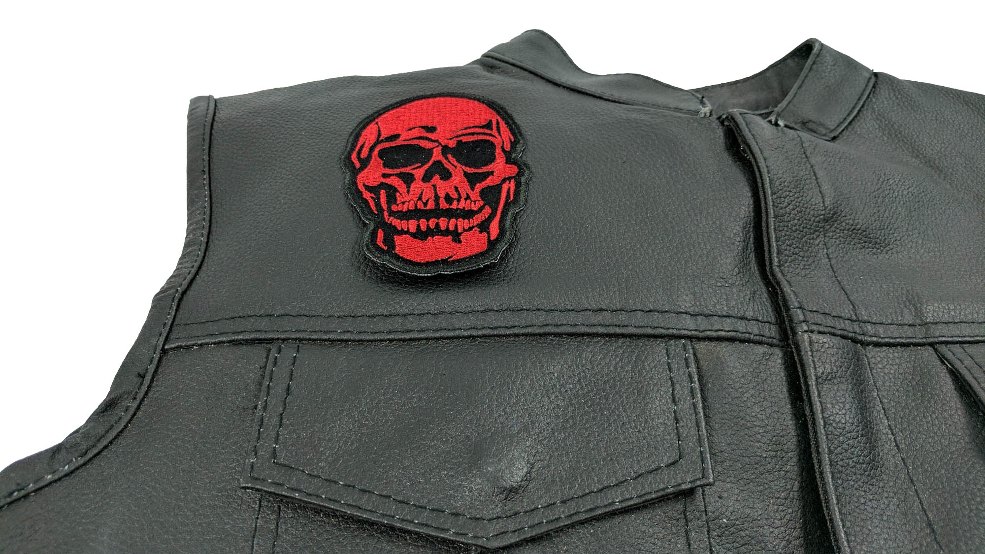 Small Red Baron Skull Patch | Embroidered Patches by Ivamis Patches