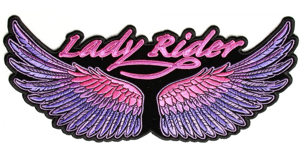 Lady Rider Wings Purple Large Back Patch | Biker Patches -TheCheapPlace