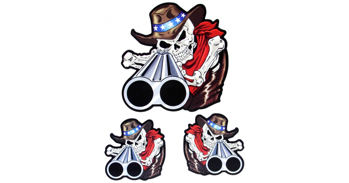 Cowboy Skull Shotgun Barrel Sticker by Ivamis Patches