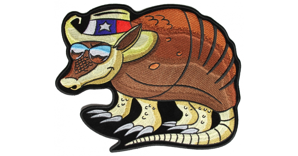Texan Armadillo Patch, Large Animal Patches for Jackets by Ivamis Patches