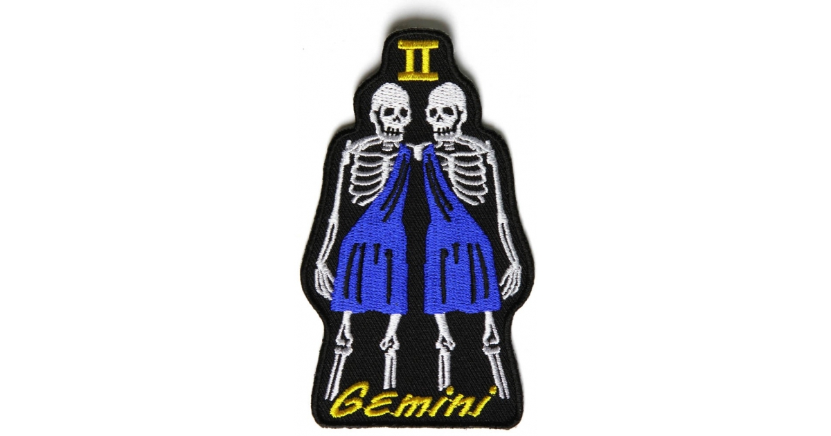 Gemini Skull Zodiac Sign Patch | Zodiac Sign Patches -TheCheapPlace