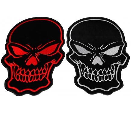 Black and Red and White Large Skull Back Patches set of 2 by Ivamis Patches