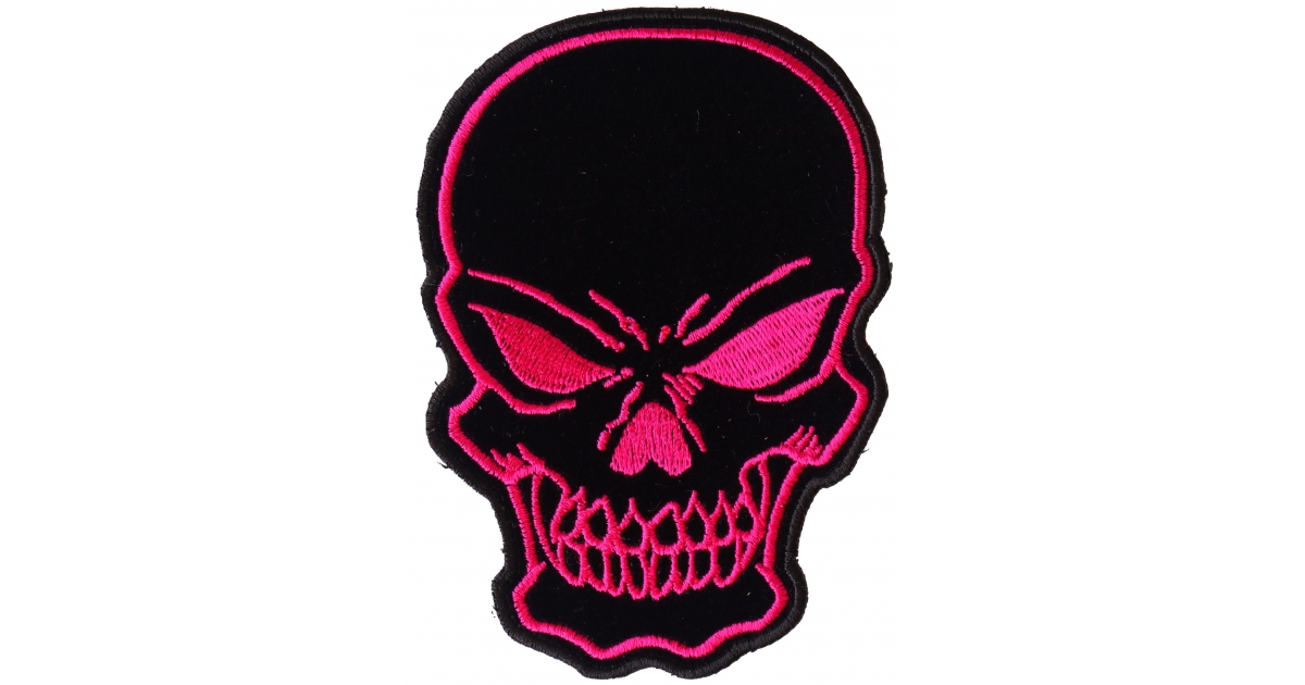 Pink Skull Patch, Biker Skull Patches by Ivamis Patches