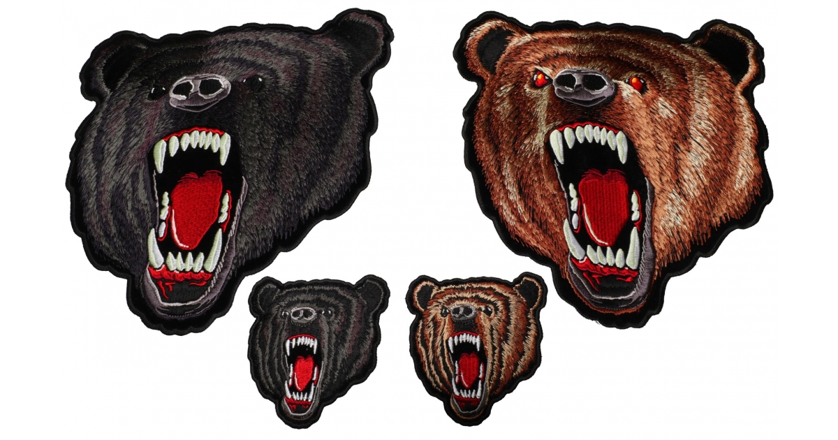 Brown and Black Bears Small and Large Set of 4 Patches by Ivamis Patches