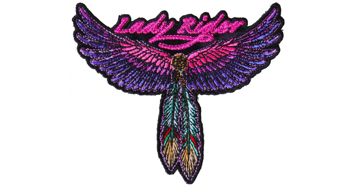 Lady Rider Wings and Feather Small Patch by Ivamis Patches