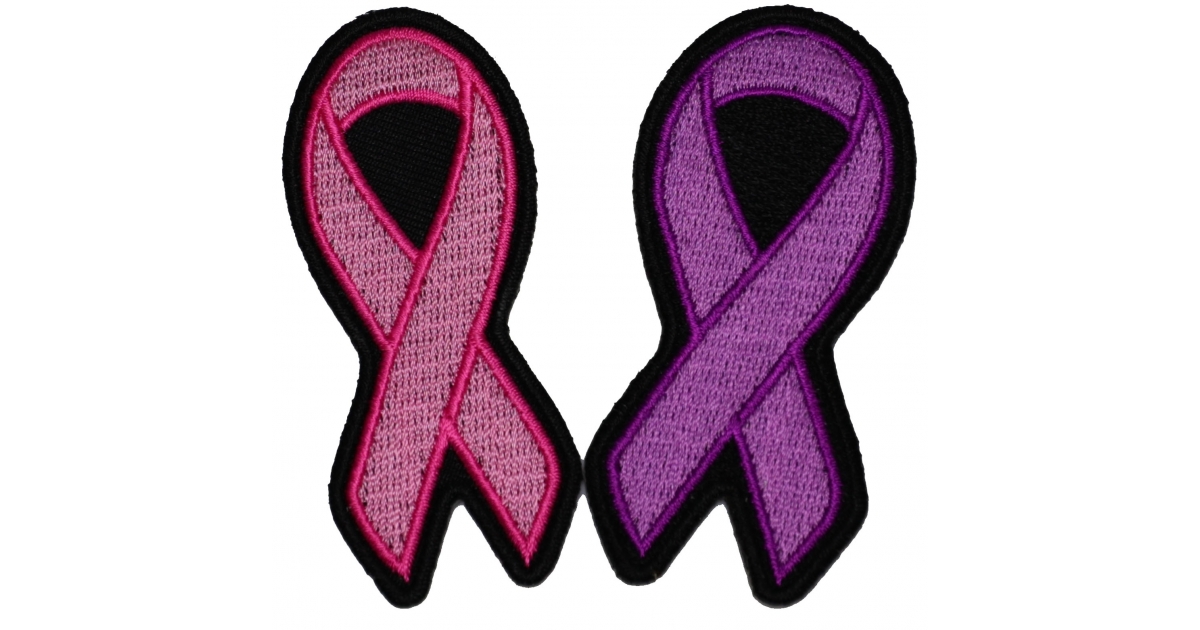 Set of 2 Pink and Purple Ribbon Breast Cancer Patches by Ivamis Patches