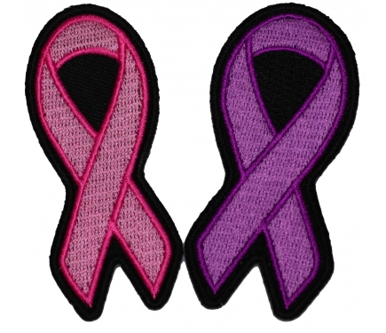 Set of 2 Pink and Purple Ribbon Breast Cancer Patches by Ivamis Patches