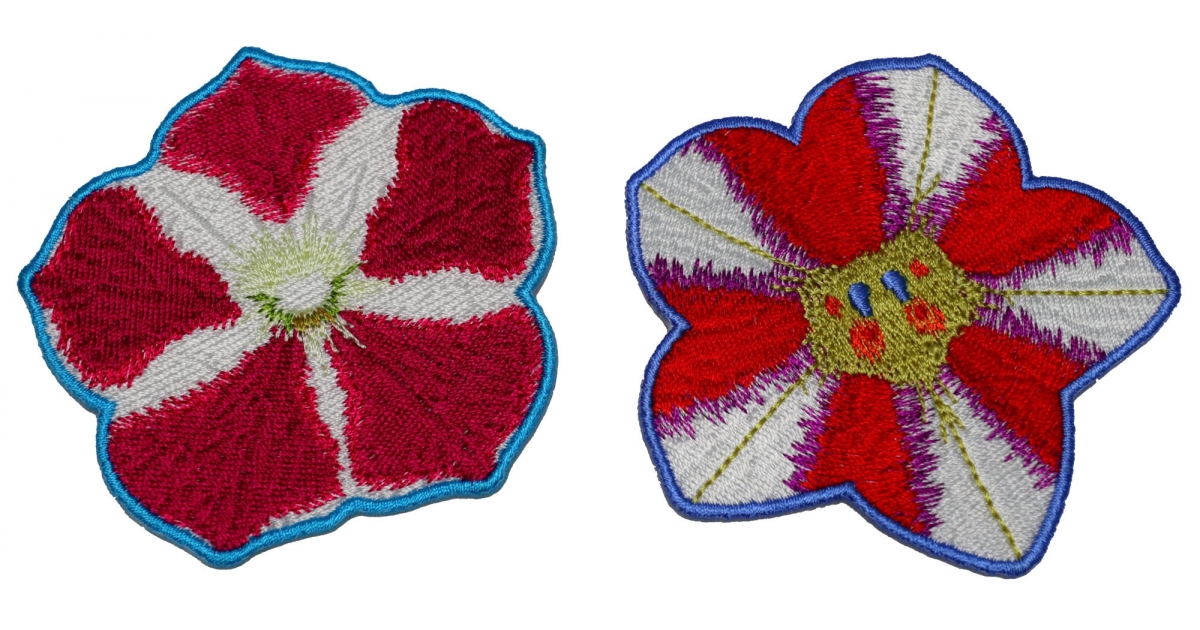 Set of 2 Red White Flower Patches by Ivamis Patches