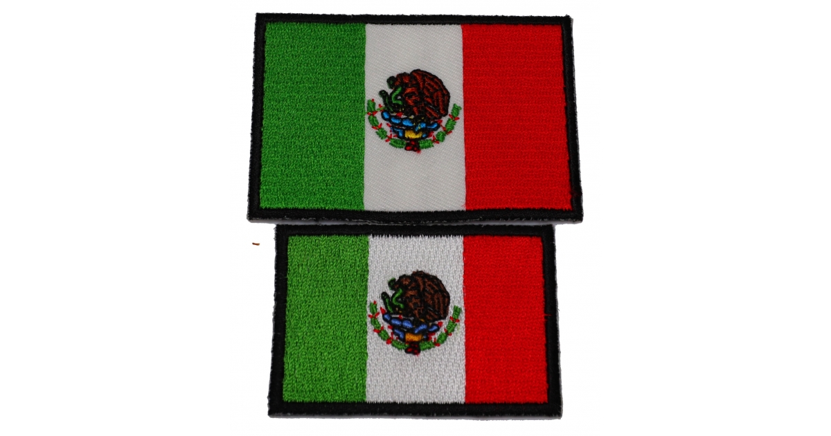 Set of 2 Small Size Mexican Flag Patches by Ivamis Patches