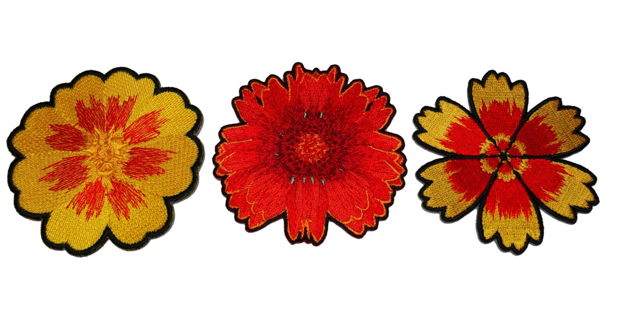 Set of 3 Orange Flower Patches by Ivamis Patches
