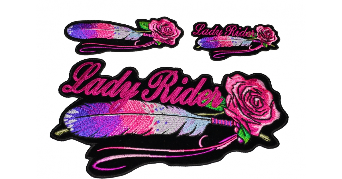 Set of 3 Pink Feathers Patches for Lady Riders by Ivamis Patches