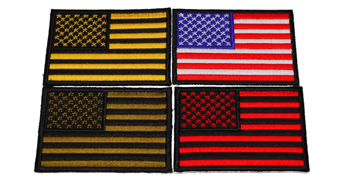 Set of 4 Black Bordered US Flag Patches in Different Colors by Ivamis ...