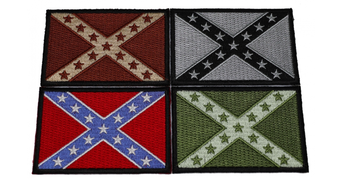 Set of 4 Rebel Flag Patches in Different Colors by Ivamis Patches