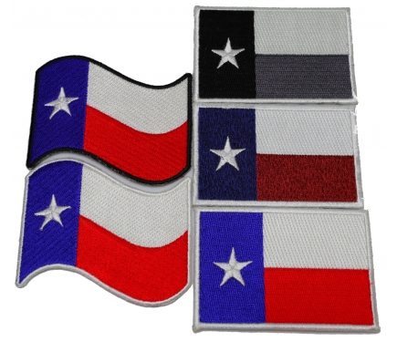 Set of 5 Texas Flag Patches Waving and Rectangular by Ivamis Patches