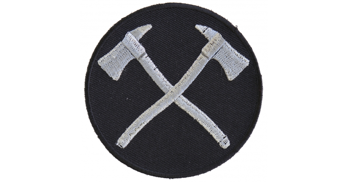 Crossed Firefighter Axes In Silver Patch | Embroidered Patches by ...