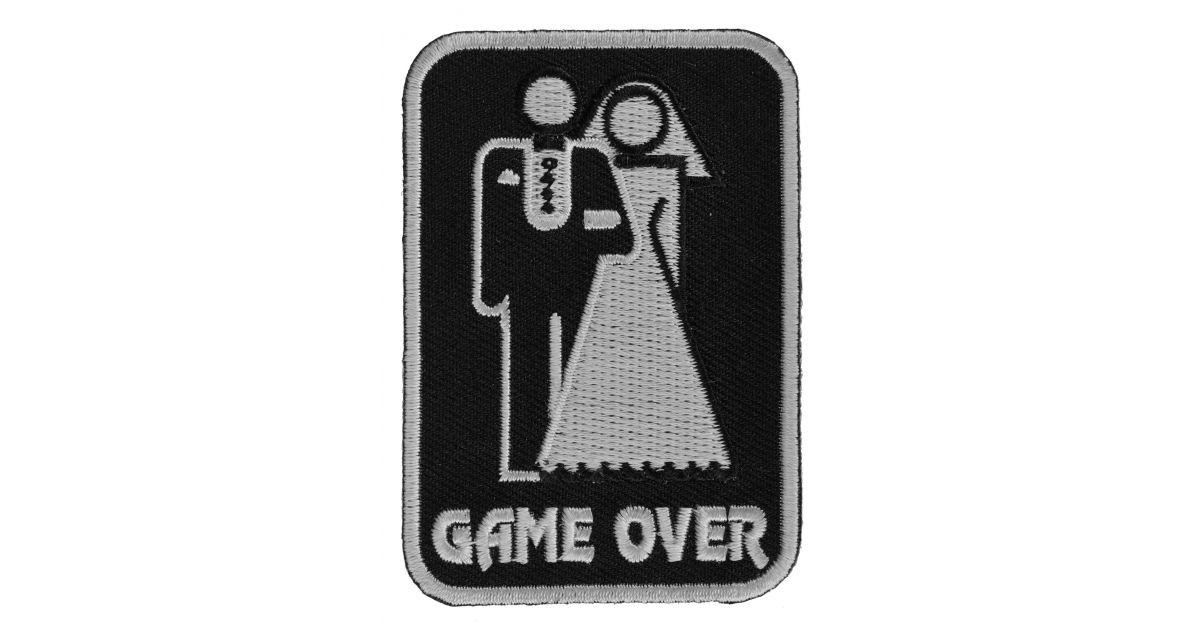 Game Over Funny Iron On Patch About Marriage | Embroidered Patches by Ivamis Patches
