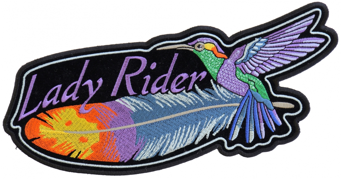 Hummingbird Lady Rider Feather Patch, Large Ladies Back Patches for ...