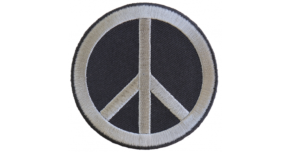 Peace Sign Patch Gray On Black | Peace Patches -TheCheapPlace