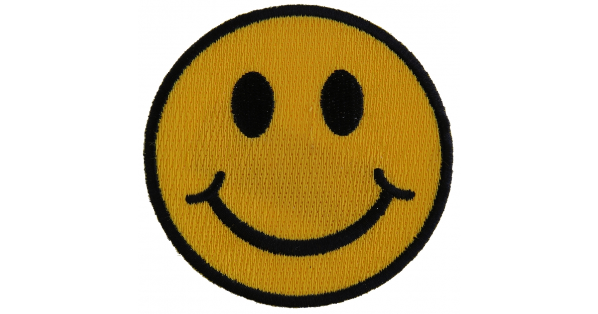 Yellow Smiley Face Embroidered Iron On FUN Patch | Embroidered Patches by Ivamis Patches