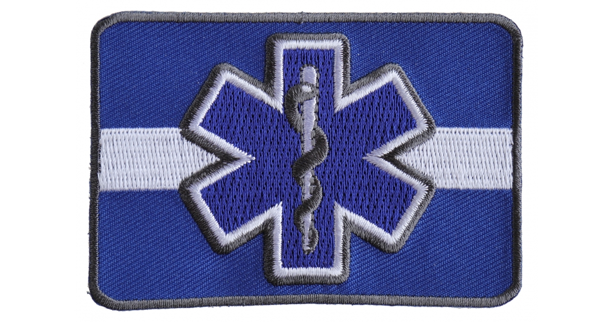 Thin White Line Blue Star Of Life Patch For EMS | Embroidered Patches ...