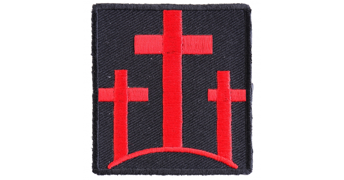 Three Crosses In Red Patch | Embroidered Patches by Ivamis Patches