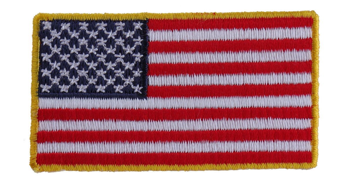 US Flag Patch Gold Border 2.5 Inch by Ivamis Patches