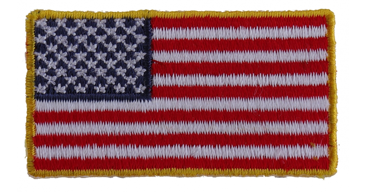 US Flag Patch Gold Border 2 Inch by Ivamis Patches
