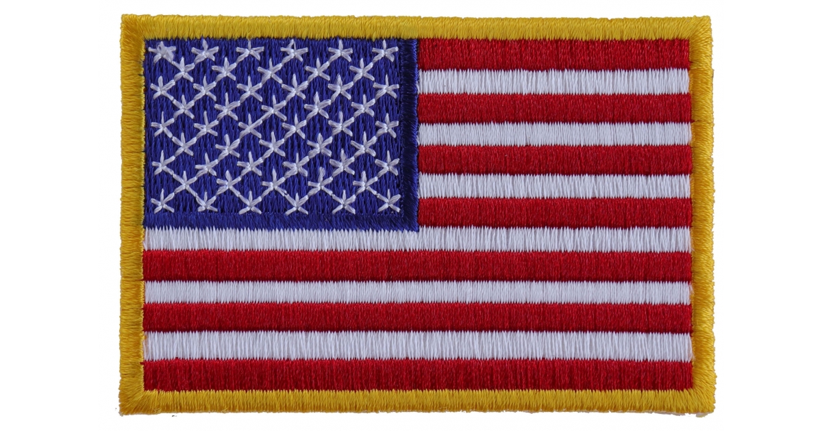 US Flag Patch Small Yellow Border 3 Inch | American Flag Patches ...