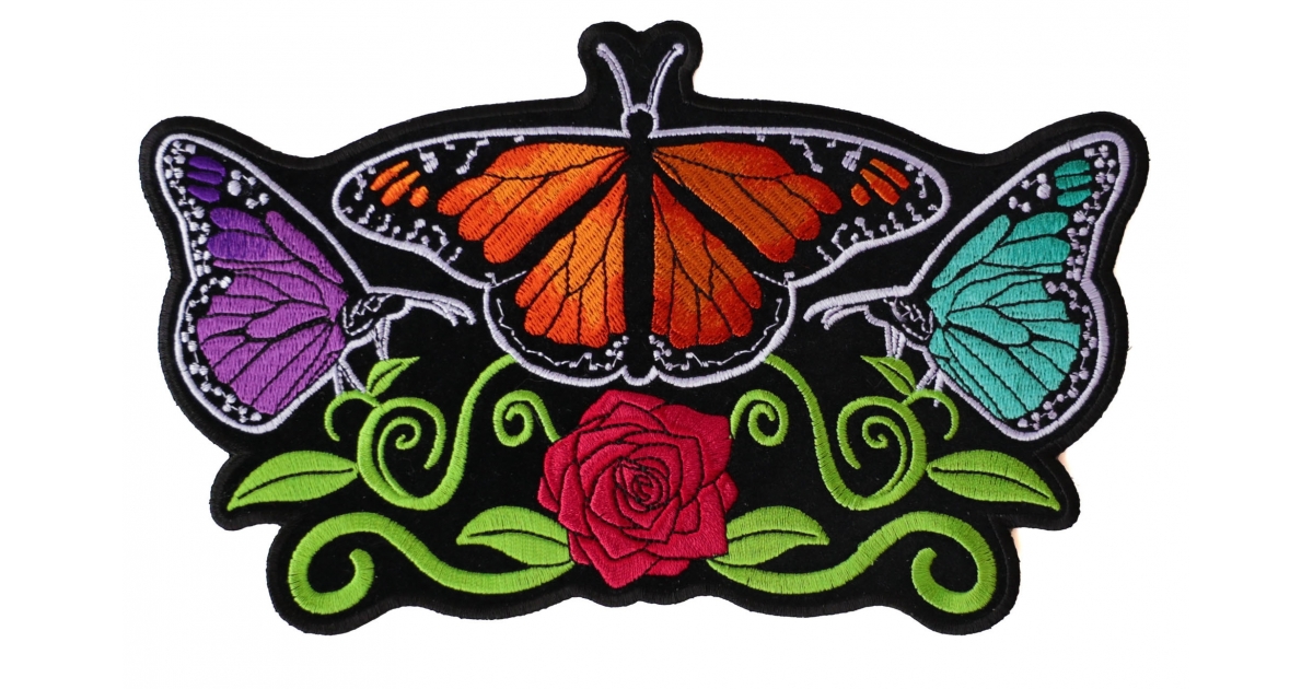 Butterfly Flower Patch, Large Ladies Back Patches for Jackets by Ivamis ...