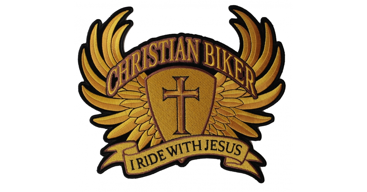 Christian Biker Cross in Wings I Ride with Jesus Patch, Large Christian ...